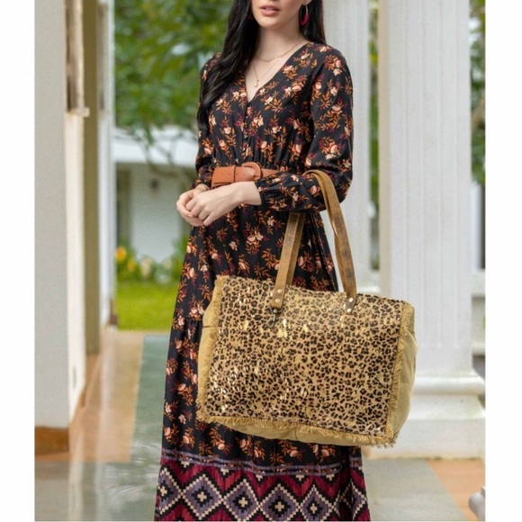Myra Bag | Bags | Myra Bag Hunter Canvas Leather Hairon Leopard ...